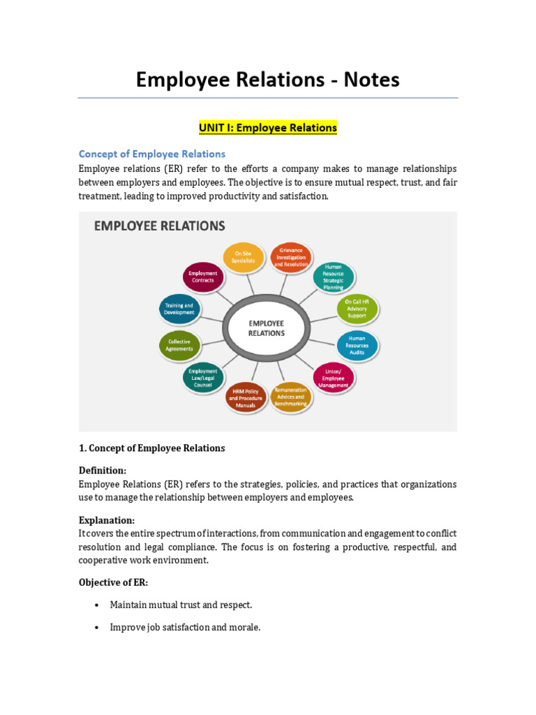 Employee Relations Notes | PDF | Employment | Trade Union