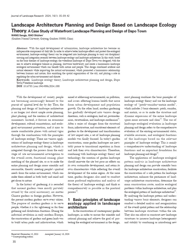 Landscape Architecture Planning and Design Based On Landscape Ecology ...