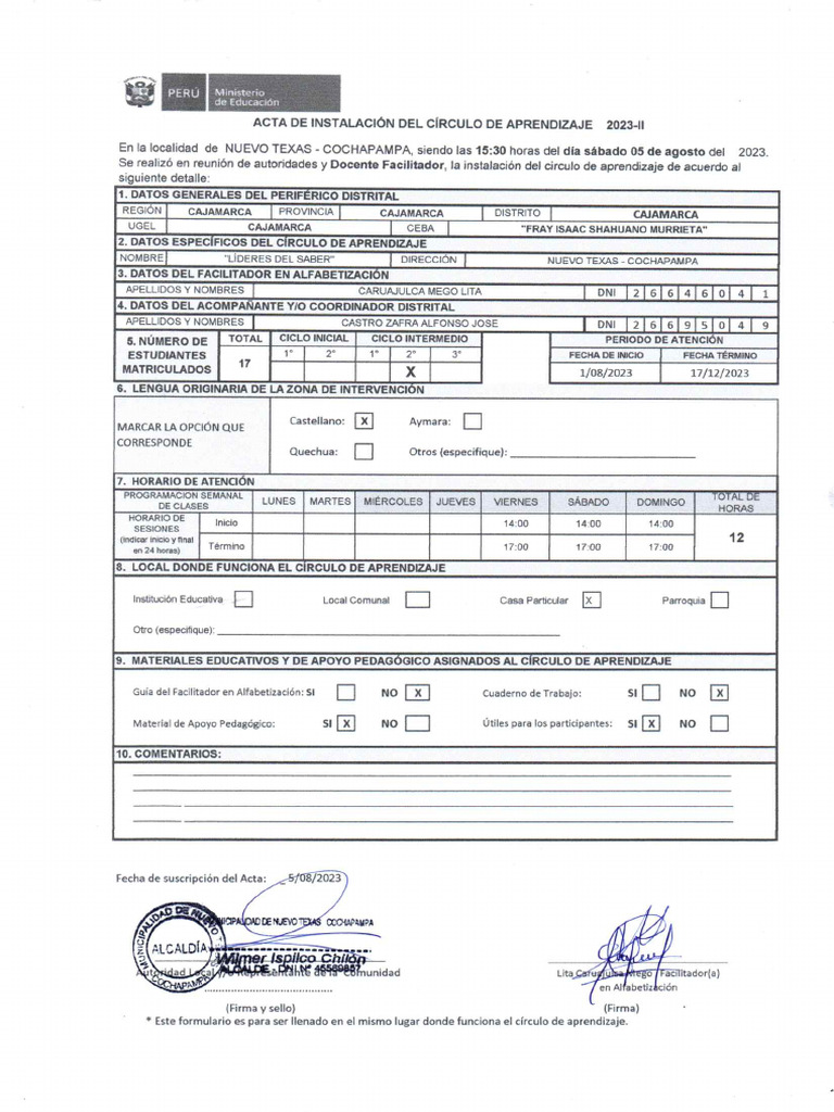 Acta de Instalación | PDF