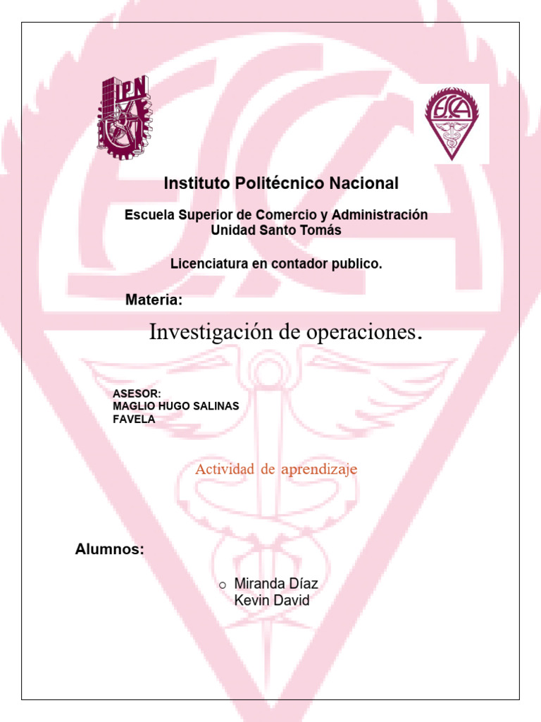 Miranda Díaz Kevin David U1 ACT1 IOP | PDF | La investigación de operaciones | Programación lineal