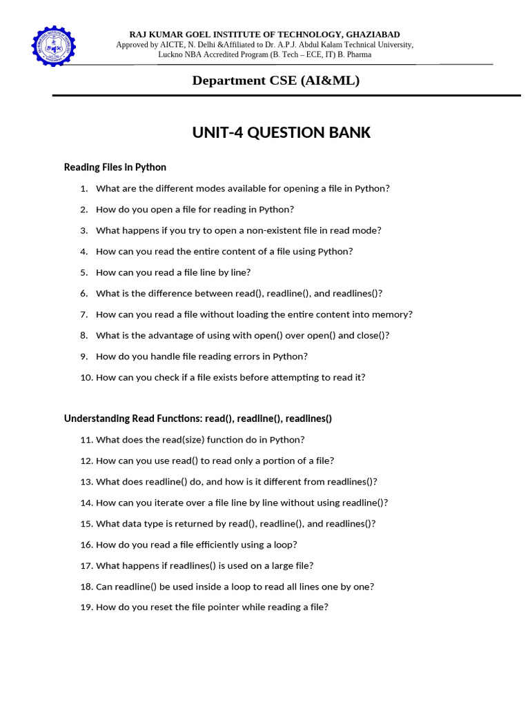 Unit-4 Question - Bank | PDF | Pointer (Computer Programming) | Computer Engineering
