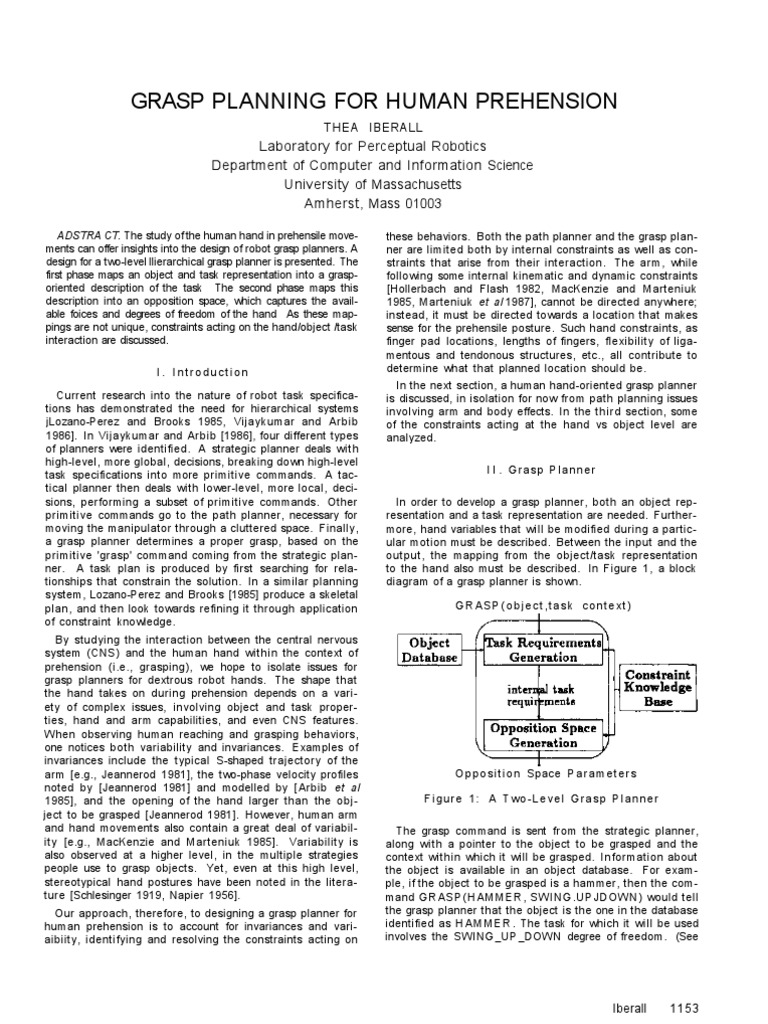 Grasp Planning For Human Prehension | PDF | Hand | Finger