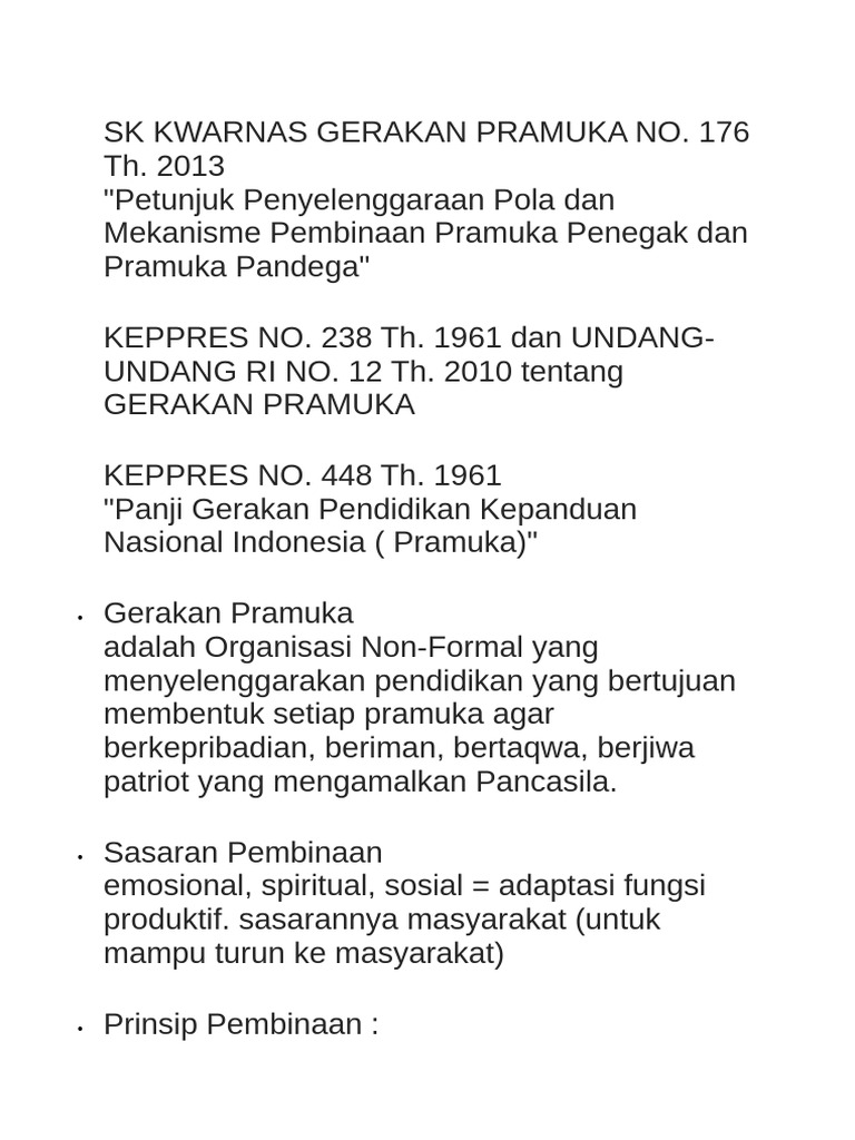 Pola Pembinaan Pramuka Penegak 2013 | PDF