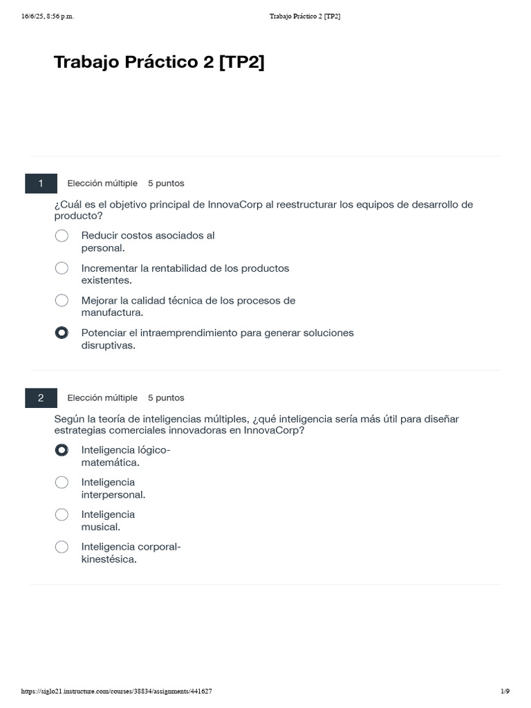 Trabajo Práctico 2 (TP2) Innovacion para Los Nuevos Negocios | PDF | Inteligencia | Sicología