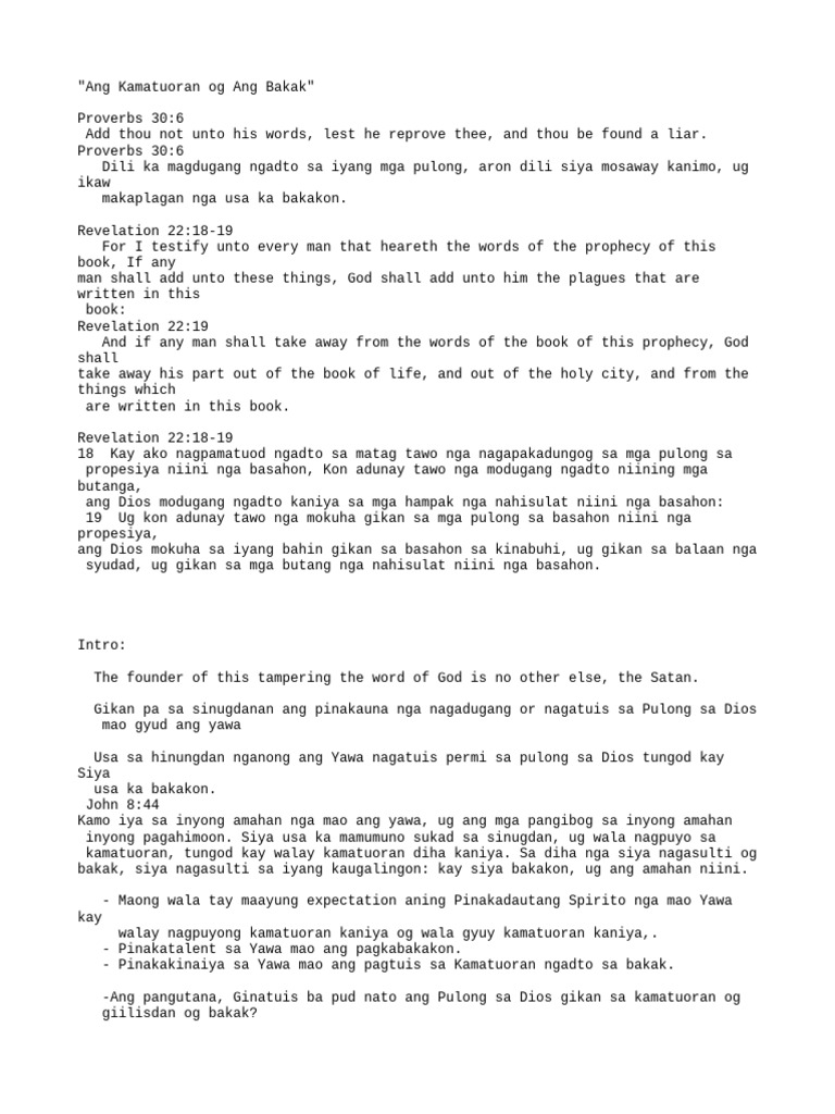 _Ang Kamatuoran Og Ang Bakak __ 04-27-25 | PDF