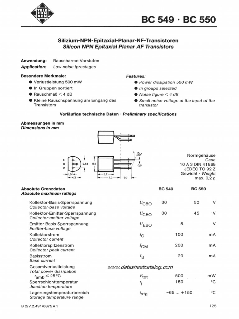 BC549 BC550 | PDF