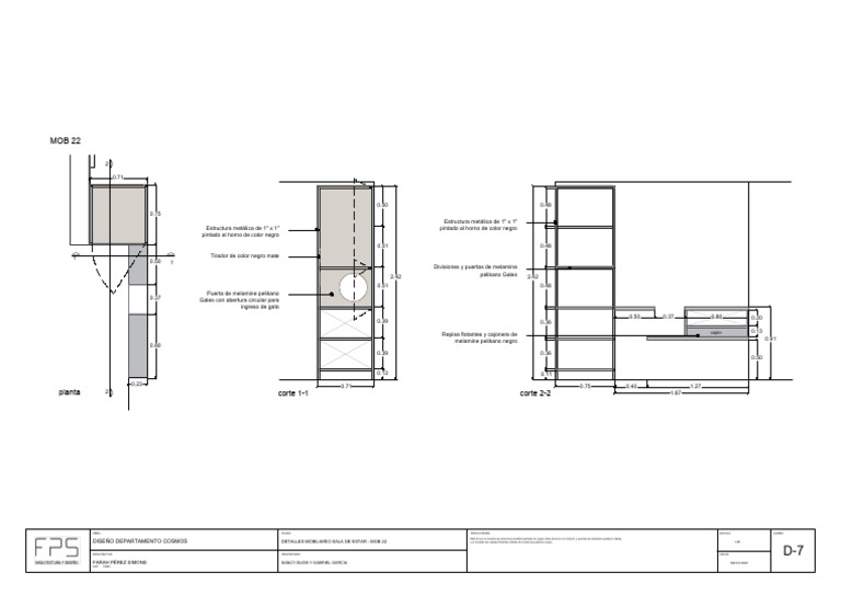 Planta Corte 1-1 Corte 2-2: Cajón | PDF