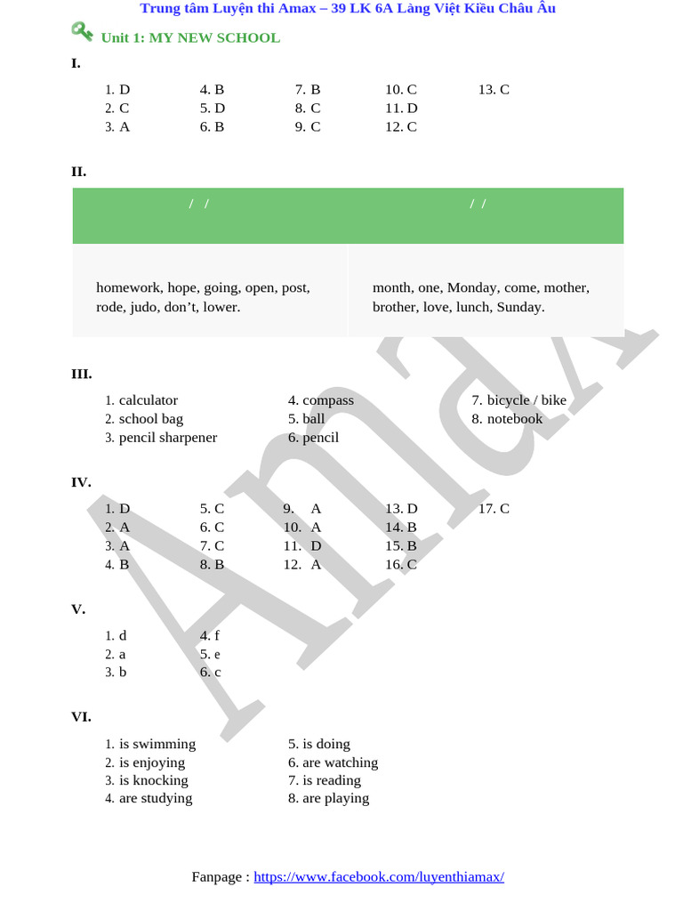 Unit1 Bài Tập - key | PDF