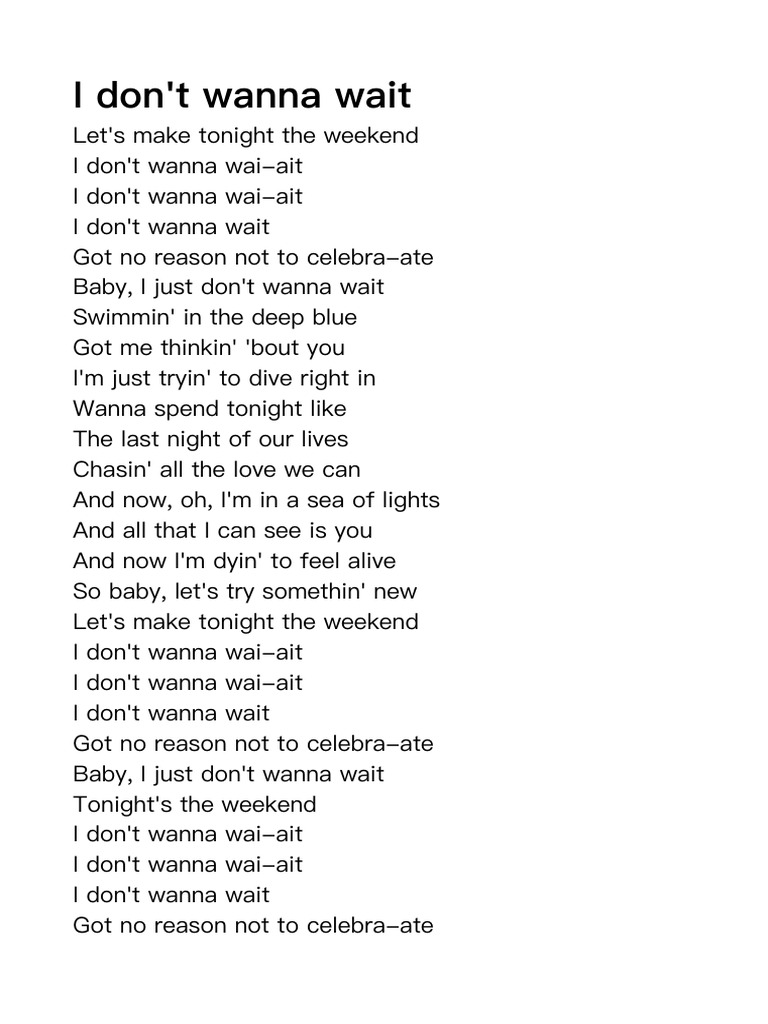 I Don't Wanna Wait | PDF