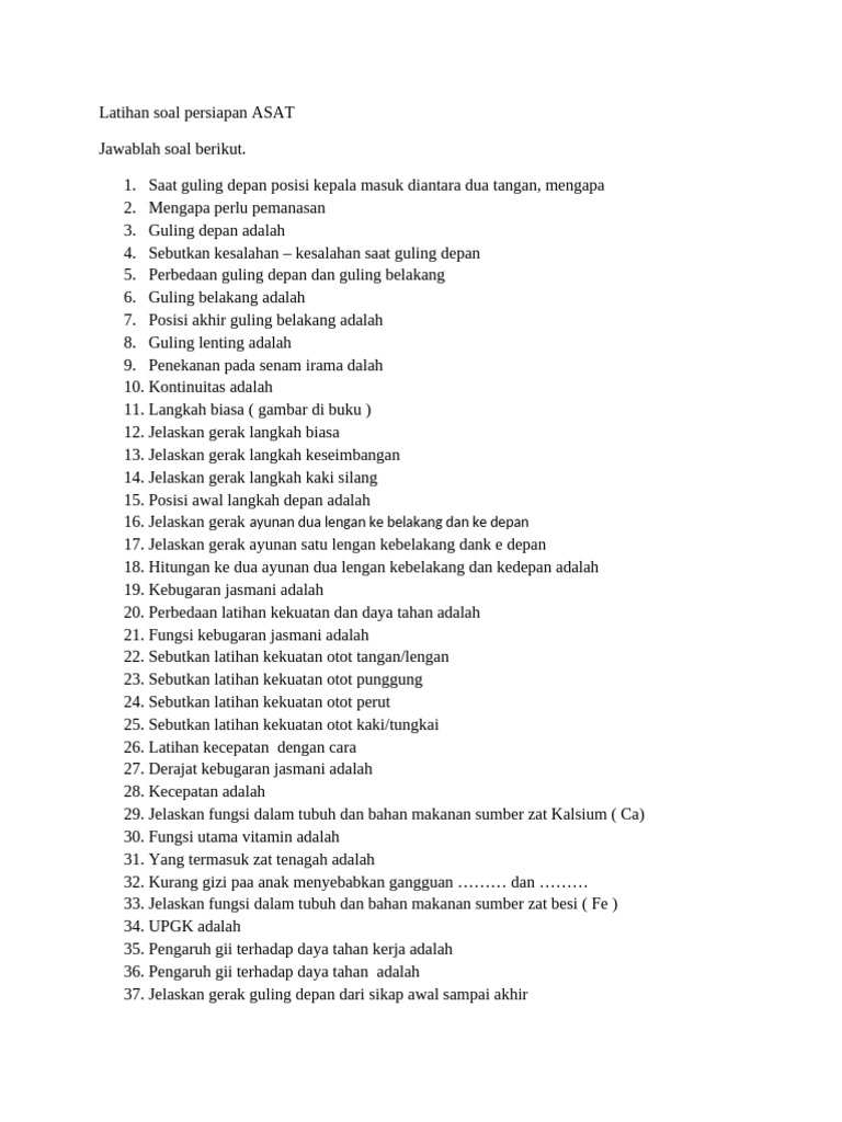 Latihan Soal Persiapan ASAT | PDF