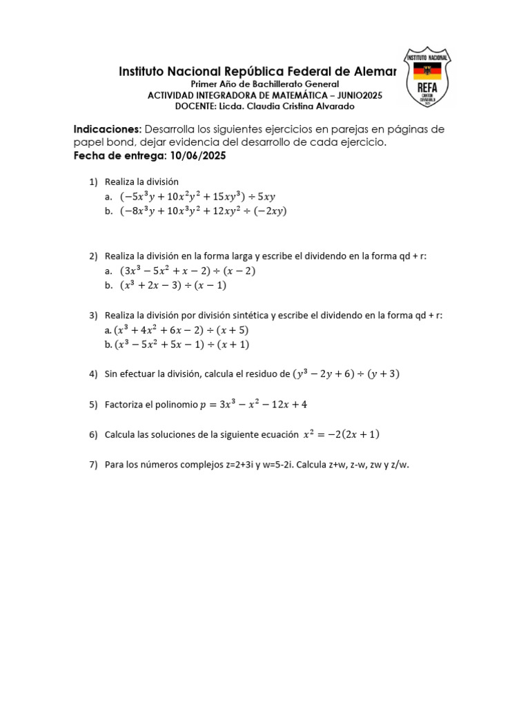 1 Año Act Integradora 2P 2025 | PDF