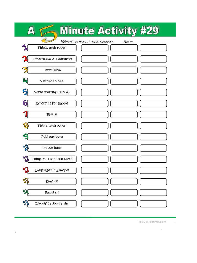 5 Minutes Activity-29 | PDF