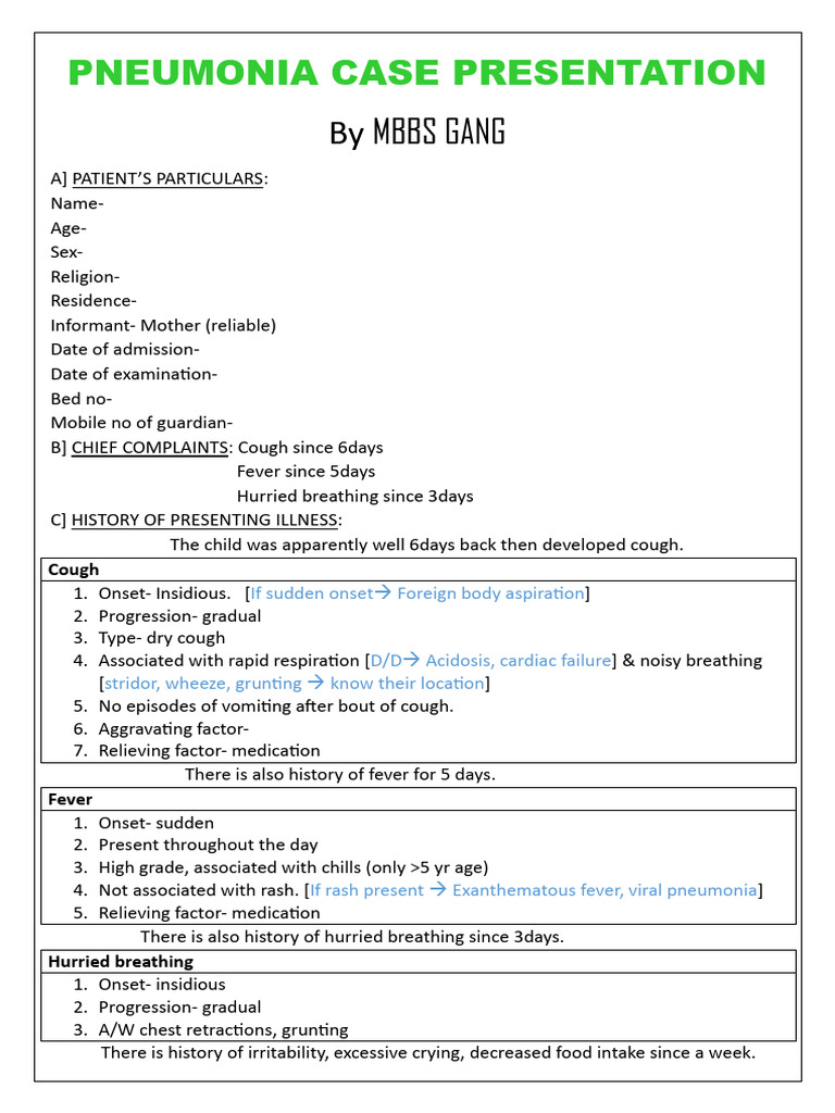 Pediatric Pneumonia Case Study | PDF | Breastfeeding | Pneumonia