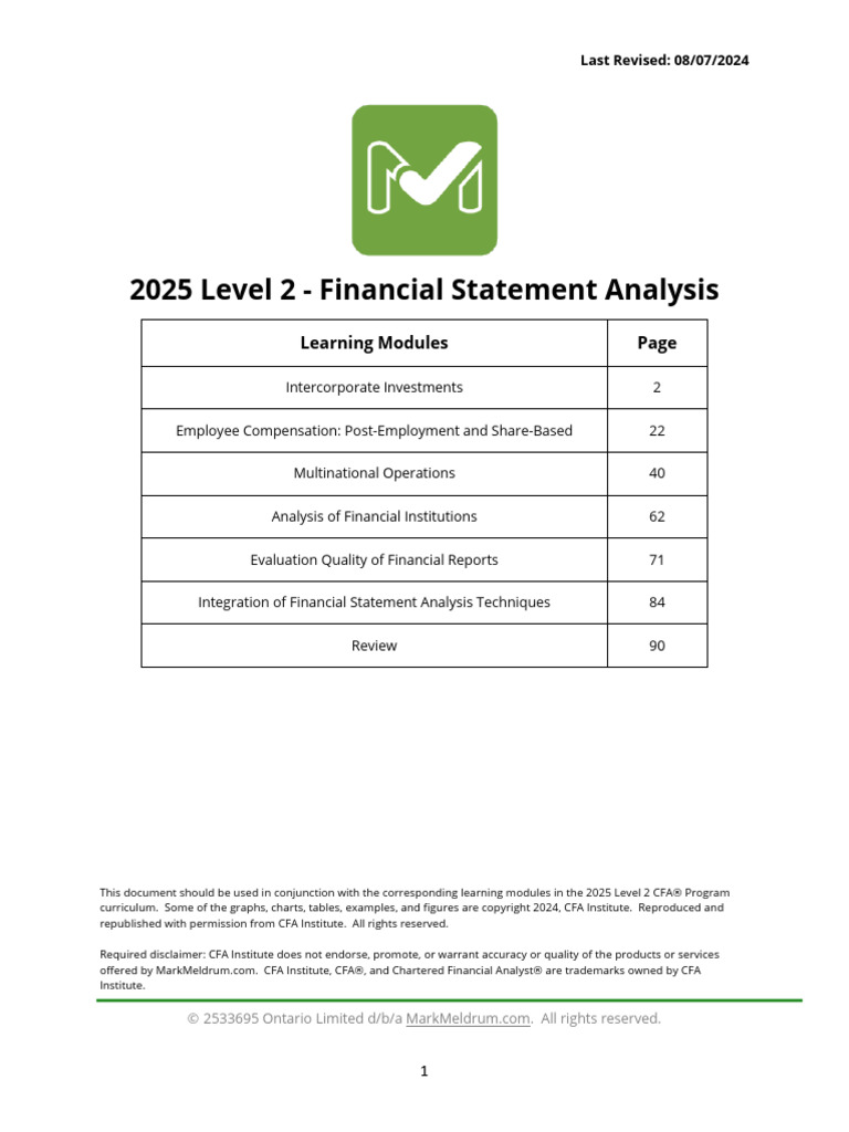 2025 CFA Level 2 Financial Analysis Guide | PDF | Option (Finance ...