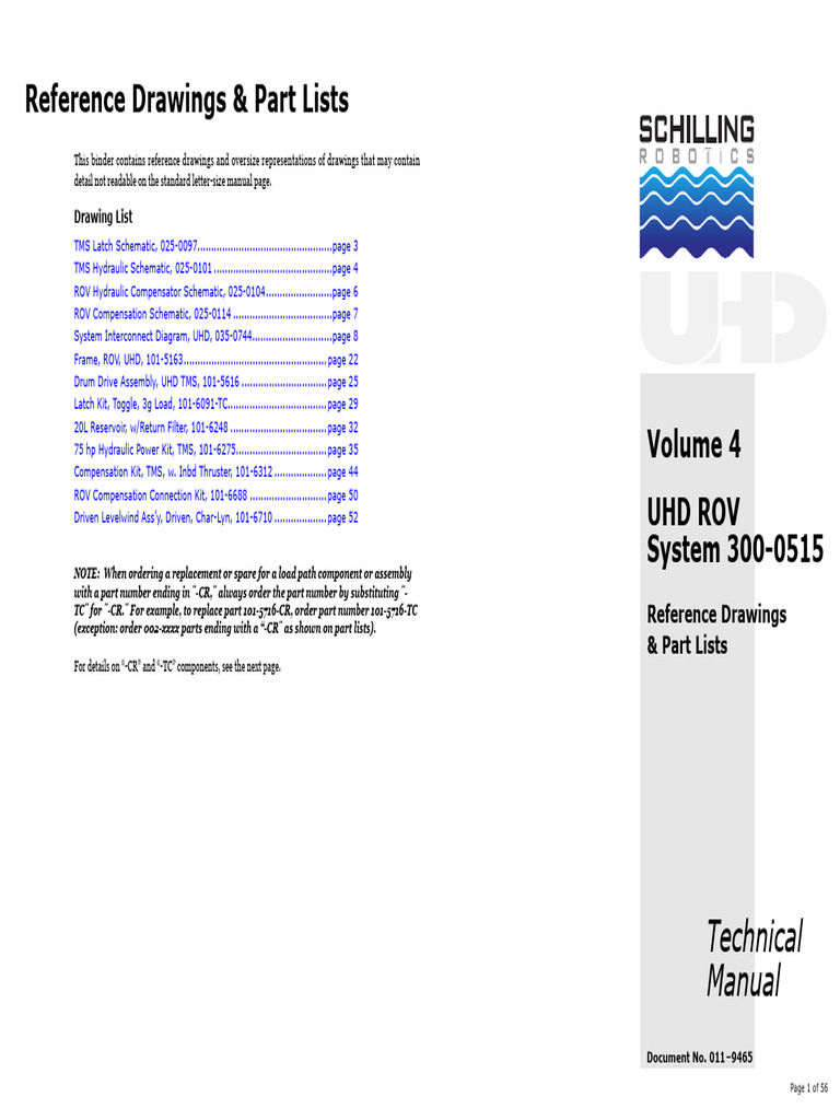 UHD ROV Reference Drawings & Parts List | PDF