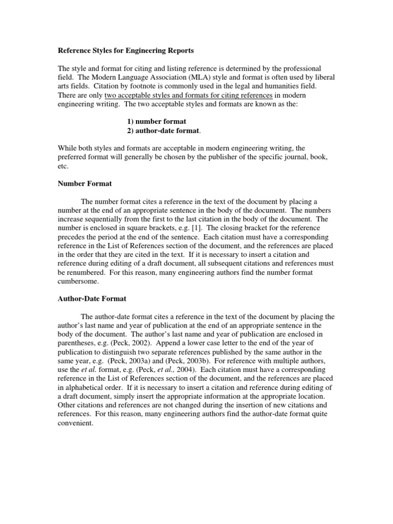 Reference Styles For Engineering Reports | PDF | Citation | Bracket