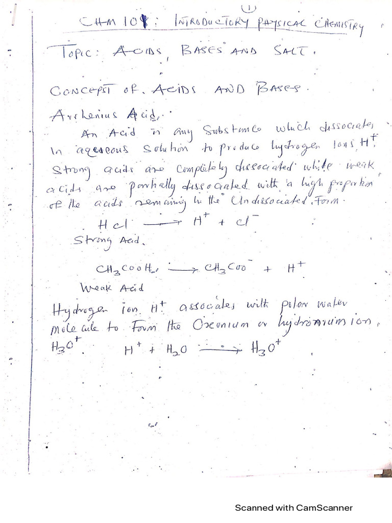 CHM 101 ..Acid, Bases, Salts | PDF