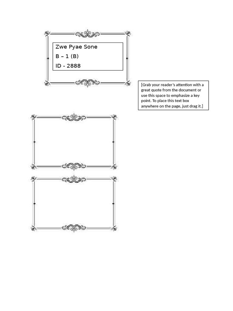 Zwe Pyae Sone B - 1 (B) ID - 2888 | PDF