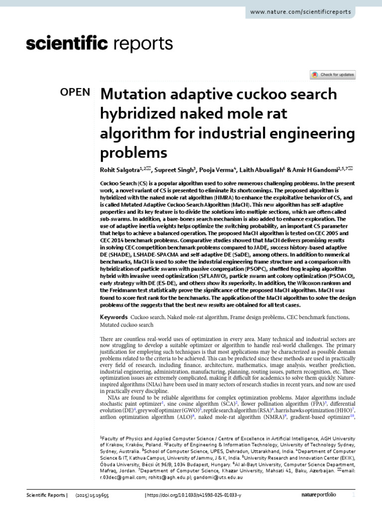 Mutation Adaptive Cuckoo Search Hybridized Naked Mole Rat Algorithm For ...