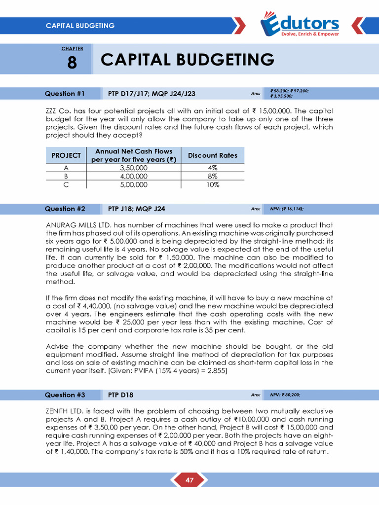 Capital Budgeting - Practice Session | PDF