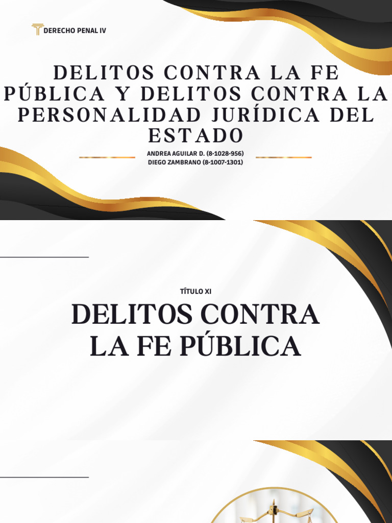 Delitos Contra La Fe Pública y Delitos Contra La Personalidad Jurídica Del Estado | PDF ...