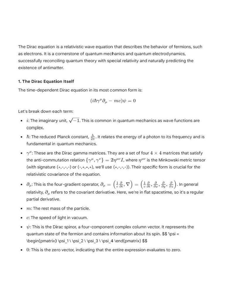 Dirac Equation Final | PDF