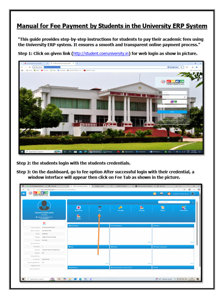 Student Fee Payment Guide in ERP | PDF