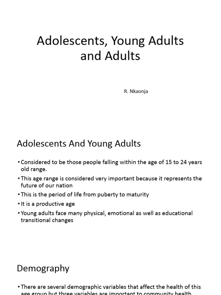 Adolescents - Young Adults and Adults | PDF | Adolescence | Chronic ...