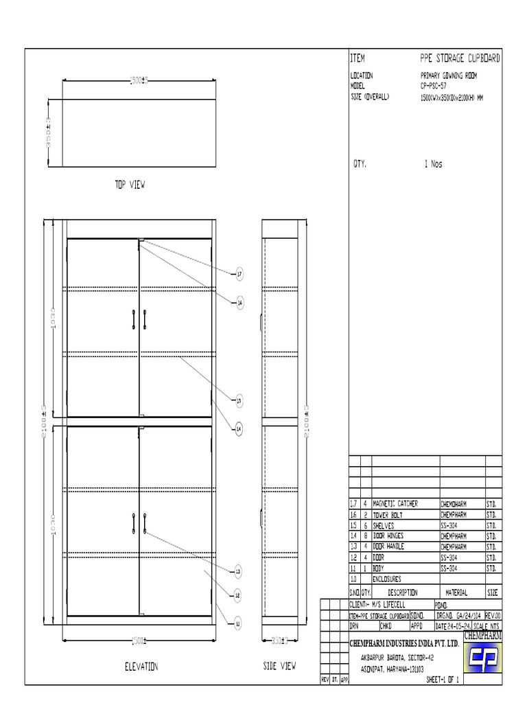 PPE STORAGE CUPBOARD-1500X350X2100-Model | PDF