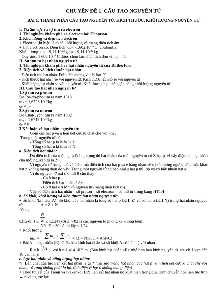 Chuyen de Cau Tao Nguyen Tu - GA - HS | PDF