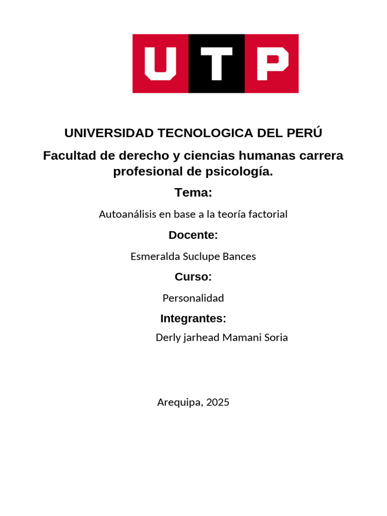 Autoanálisis según Teoría Factorial | PDF | Ciencias del comportamiento ...