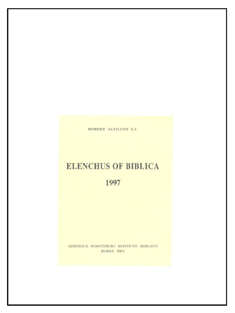Elenchus Of Biblica 1997 Robert Althann Ed pdf download | PDF