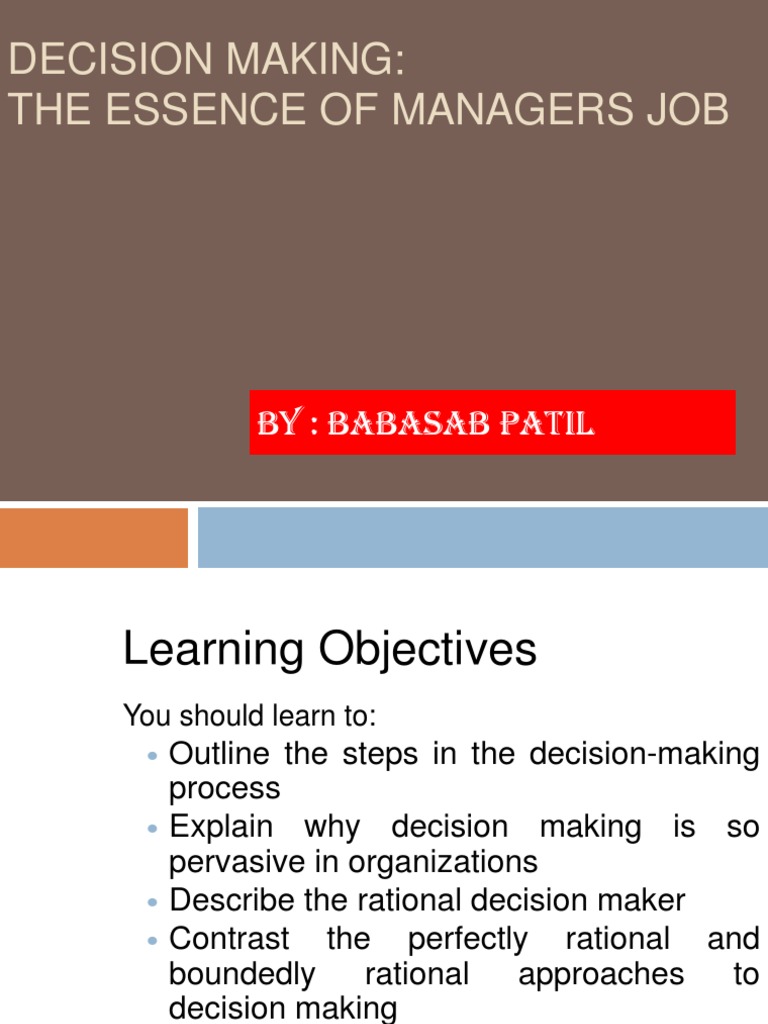 Decision Making PPT Mba | PDF | Rationality | Decision Making