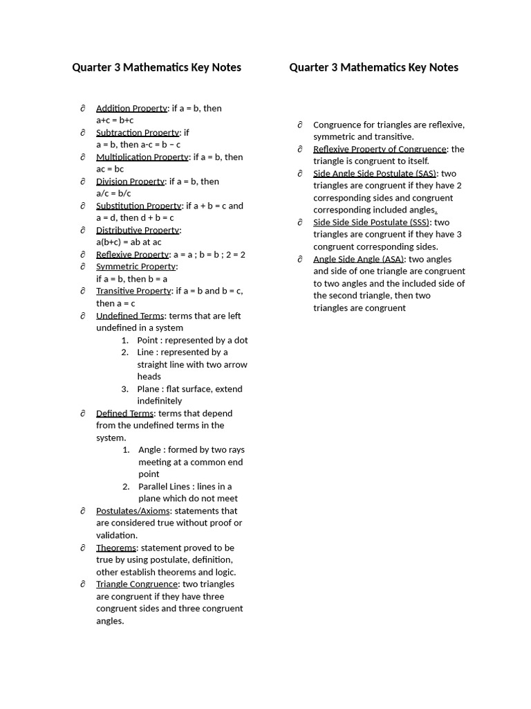 Q3 Math Properties and Theorems Guide | PDF