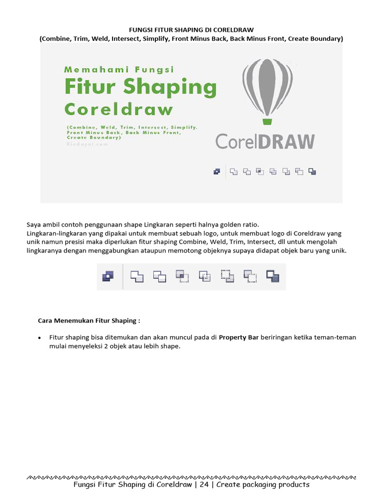 Mengenal Fungsi Fitur Shaping Pada Coreldraw | PDF