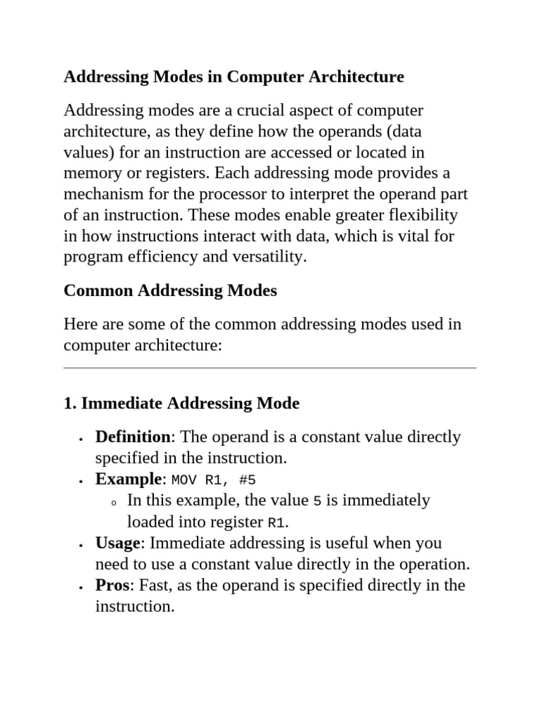 Addressing Modes in Computer Architecture | PDF | Computer Hardware | Integrated Circuit