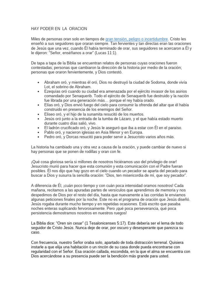 El Poder Transformador de la Oración | PDF | Oración | Jesús