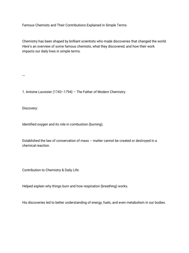 Famous Chemists-WPS Office | PDF | Chemistry | Chemical Elements