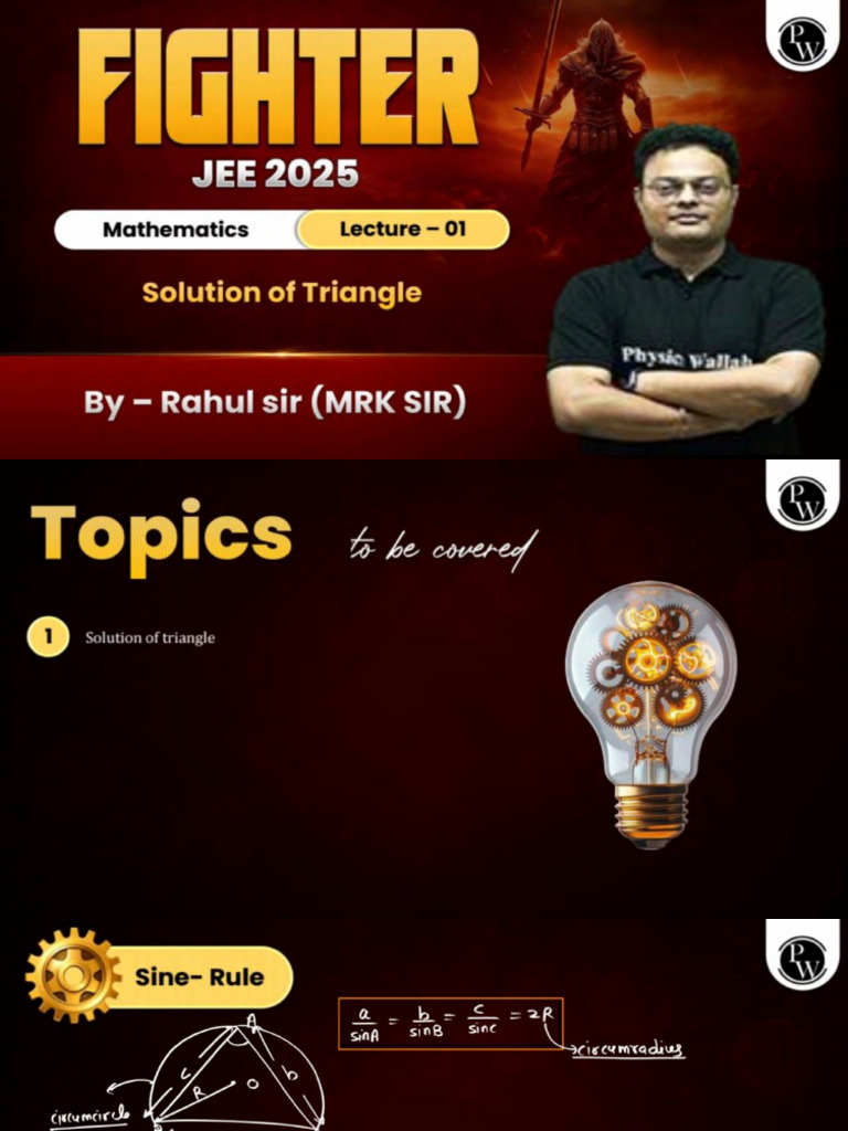 Solution of Triangle 01 - Class Notes - Fighter JEE 2025 | PDF