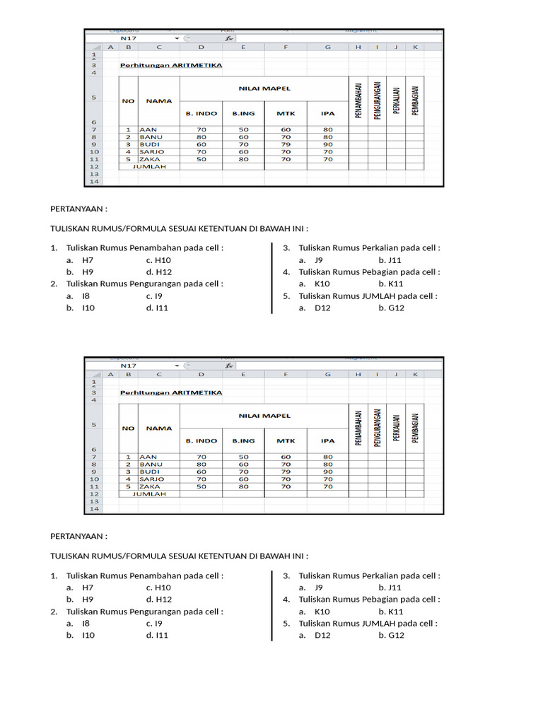 Tugas Excel Tabel | PDF