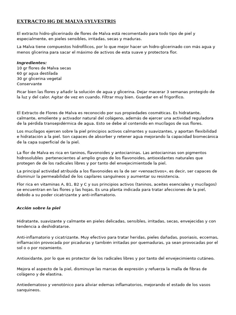 Extracto Malva | PDF | Piel | Edema