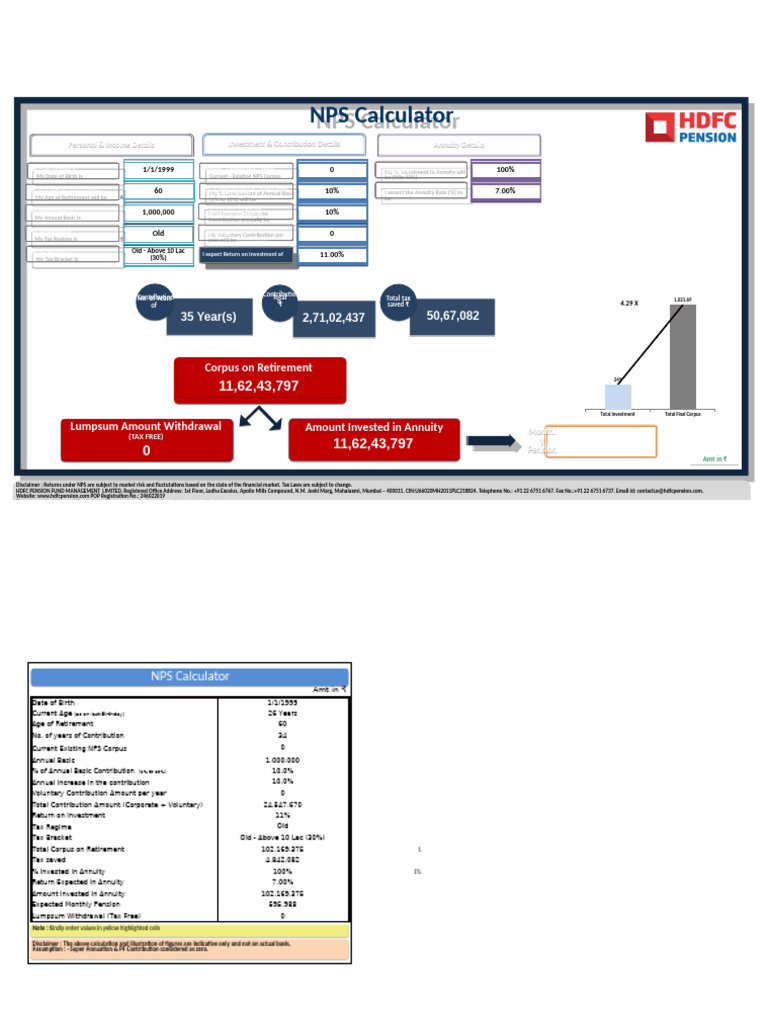 HDFC NPS Pension Calculator Guide | PDF | Demographic Economics ...