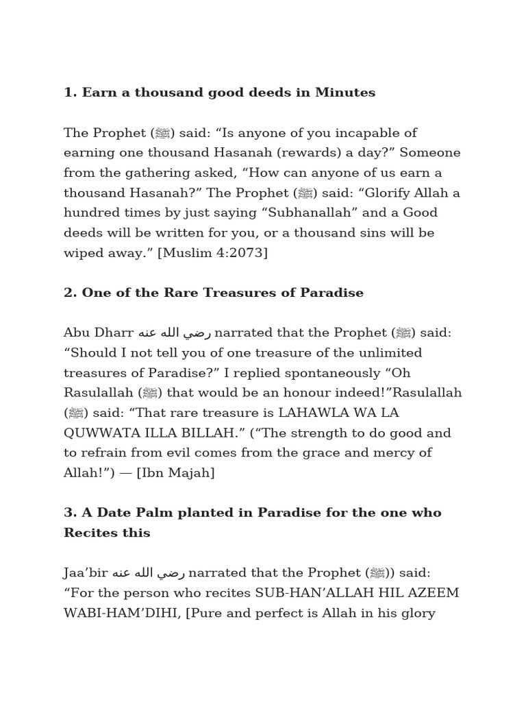 Deeds With High Rewards | PDF | God In Islam | Surah
