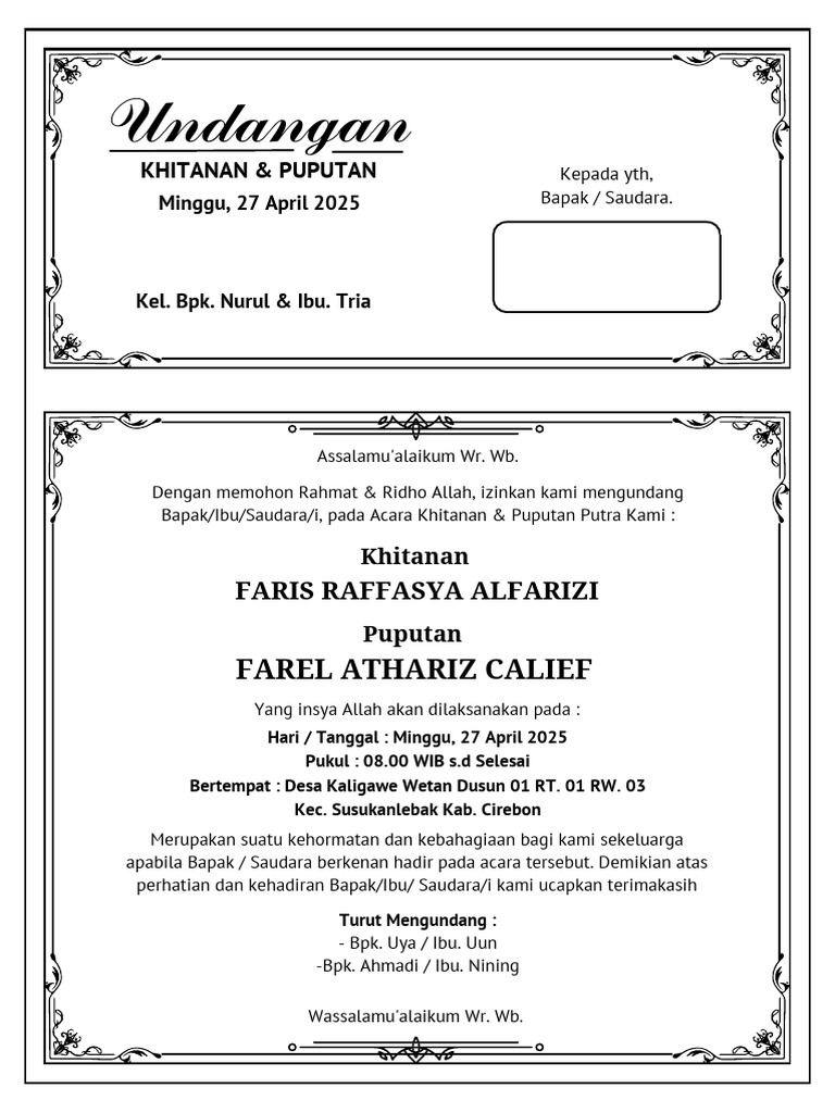 Putih Hitam Minimalis Klasik Undangan Yasin Dan Tahlil (3) | PDF