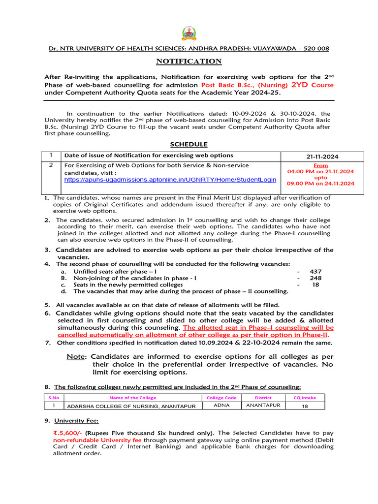P B Nursing 2 YDC Phase-2 Web Notification | PDF