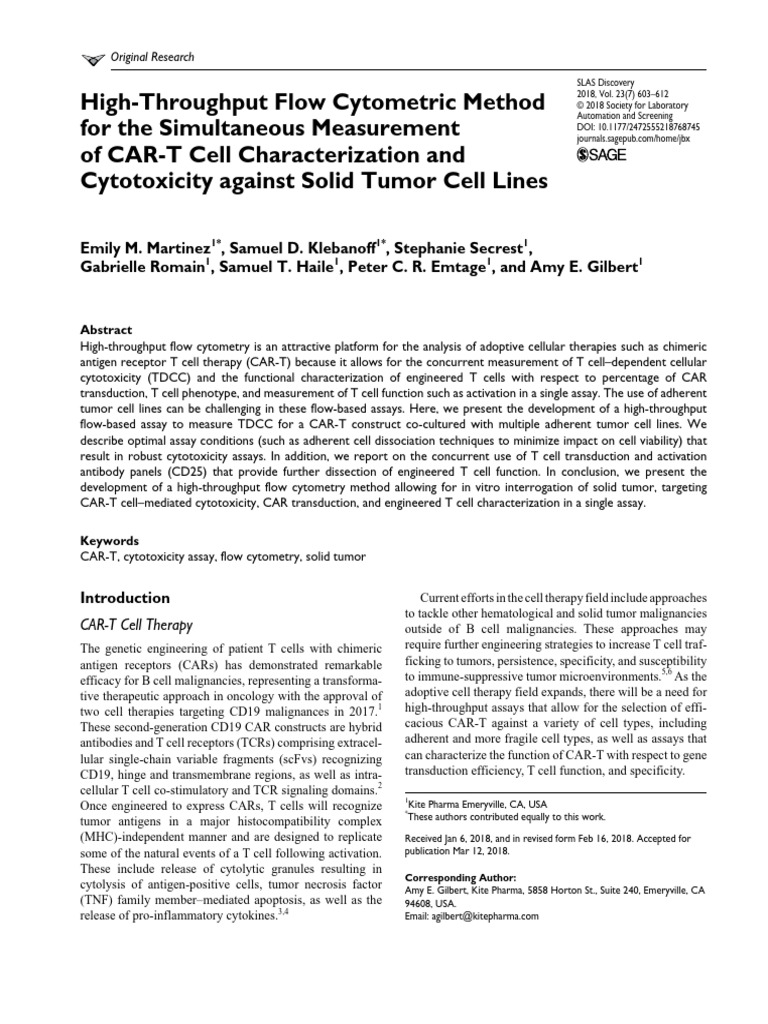 High-Throughput Flow Cytometric Method For The Simultaneous Measurement ...