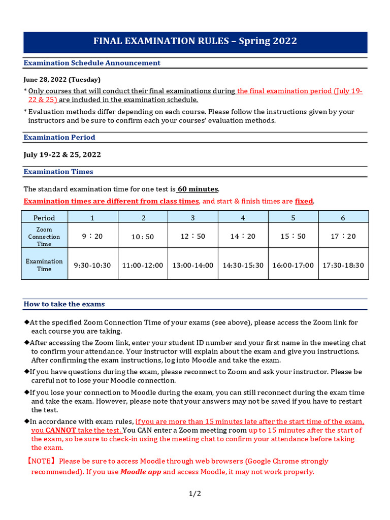 1 - Final Examination Rules | PDF