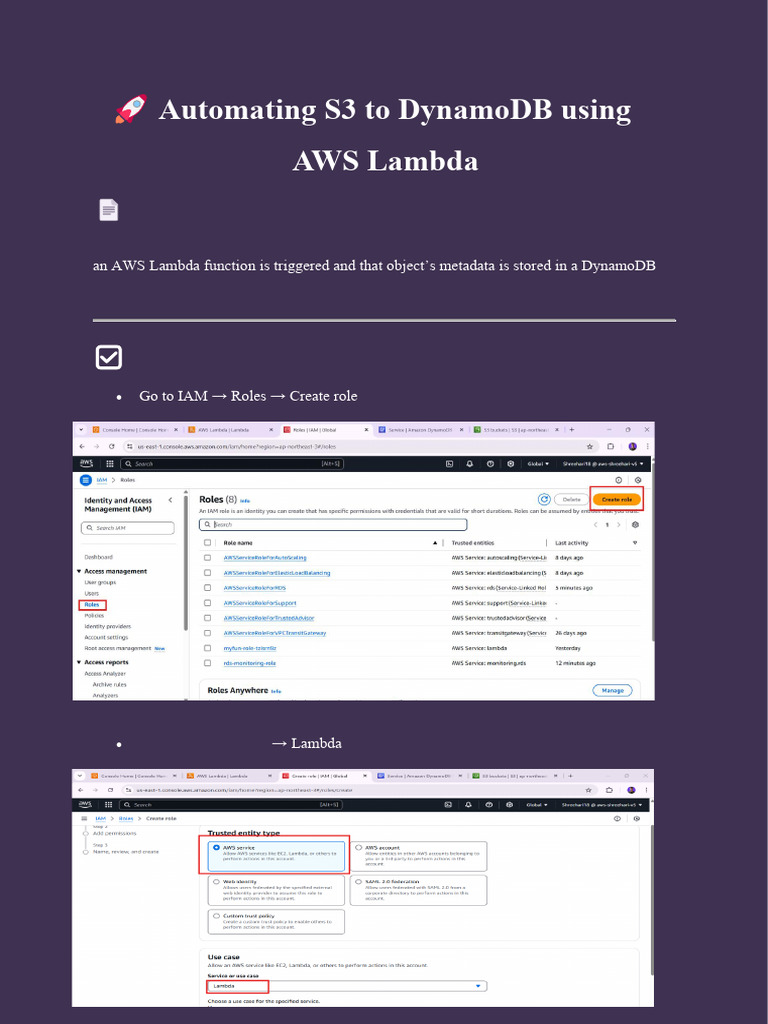 Automating S3 To DynamoDB Using AWS Lambda | PDF