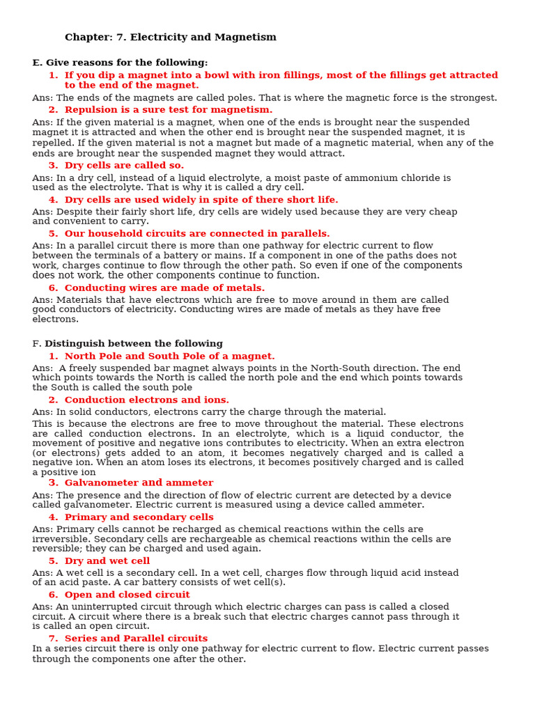 7 Electricty and Magnetism | PDF | Electric Current | Electricity