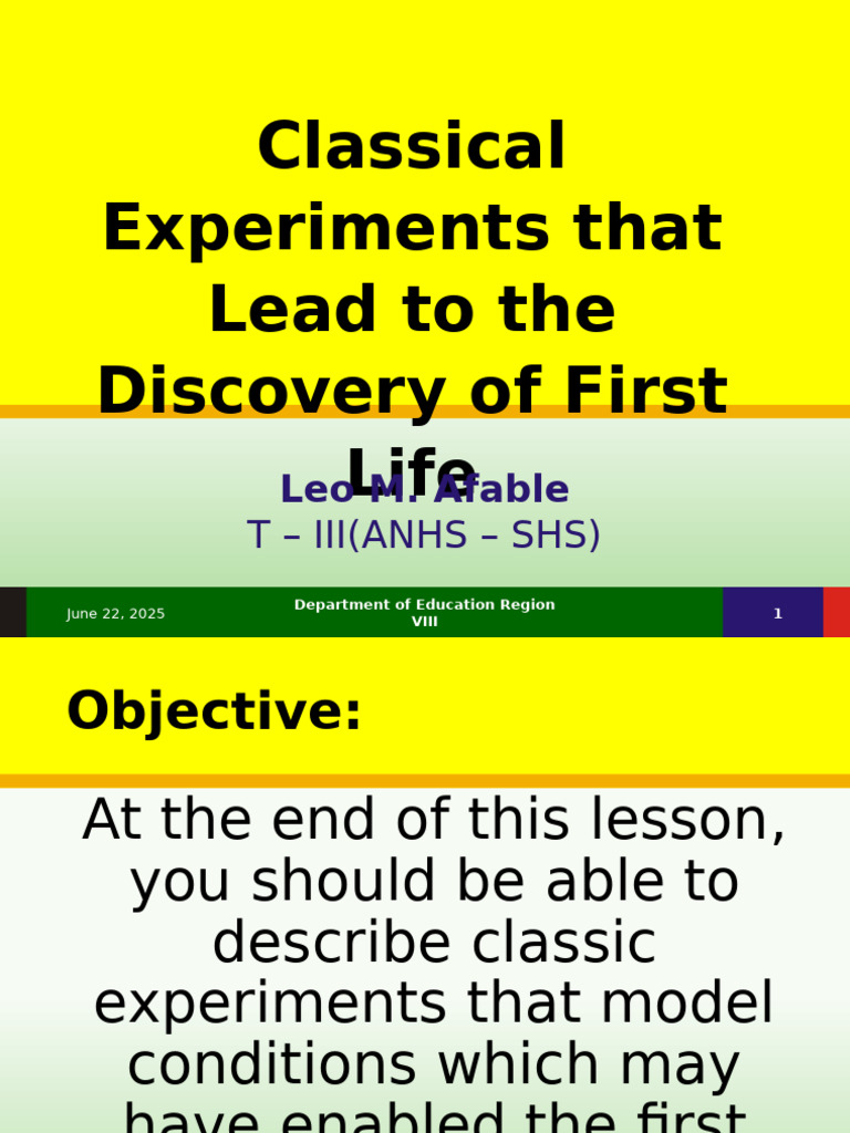 Classic Experiments on Life's Origin | PDF | Abiogenesis | Biology